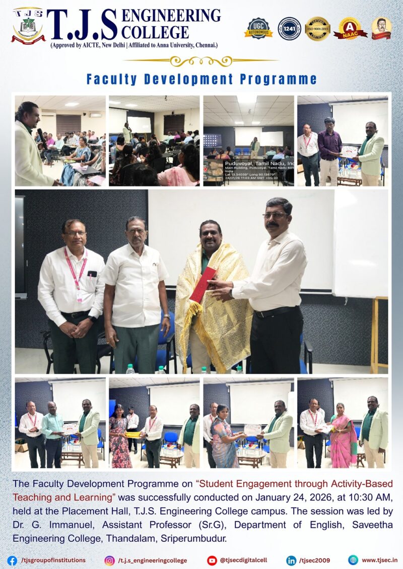 Faculty Development Programme – “Student Engagement through Activity ...